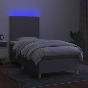 Box spring postel s matrací a LED světle šedá 90x190 cm textil 3135237