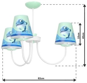 Dětský lustr na tyči DOLPHIN 3xE14/40W/230V