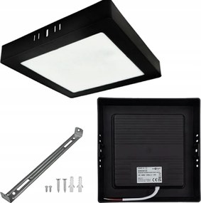 LED přisazený stropní panel – čtverec, 12 W, 1200 lm, černý