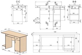 Casarredo Pracovní stůl VIBER 1D1S sonoma levý