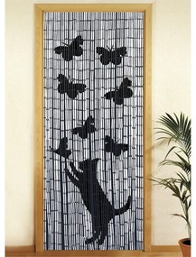 Černo-šedý bambusový závěs do dveří 200x90 cm Cat and Butterfly - Maximex