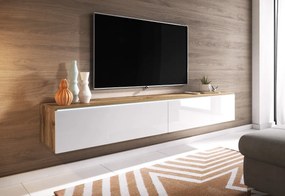 AKCE - Stylový televizní stolek Lowboard D 180 cm - dub wotan / bílý