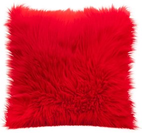 Červený chlupatý povlak na polštář 45 x 45 cm