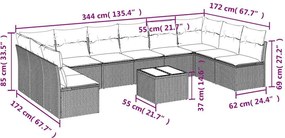 11dílný zahradní sedací souprava s poduškami hnědý polyratan 3218103