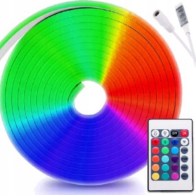 Led Pásek Rgb Smd Neon 12V Pásek 5M Barevná Voděodolná Role Silný Dálkový Ovladač