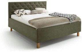 Čalouněná postel kartika s úložným prostorem 160 x 200 cm zelená MUZZA