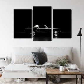 Vícedílný obraz Černé Retro Auto Na Tmavém Pozadí Nedostatek Nedostatek Plátno Canvas 60x40