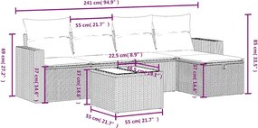6dílná zahradní sedací souprava s poduškami černá polyratan 3263471