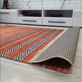 HU Vícebarevný moderní koberec Banco 1049 – oranžový Rozměr: 60x110 cm