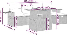 6dílná zahradní sedací souprava s poduškami béžová polyratan 3275697