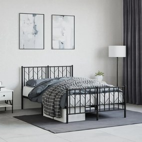 vidaXL Kovový rám postele s hlavovým a nožním čelem 120 x 190 cm [374452] Barva: Černá