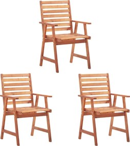 vidaXL Zahradní jídelní židle s poduškami 3 ks masivní akáciové dřevo [3064352] Barva: vínová červená