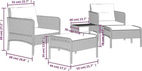 vidaXL 5dílná zahradní sedací souprava s poduškami polyratan [319680] Barva: Hnědá