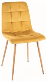 Jídelní židle MILA VELVET dub Signal Žlutá