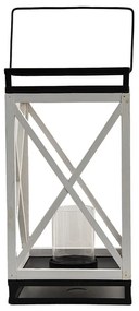Černo-bílá dřevěno-kovová lucerna Fabion - 20*20*38 cm