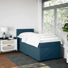 Box spring postel s matrací tmavě modrá 90x190 cm samet 3286196