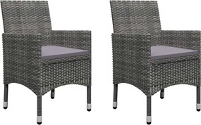 3dílný bistro set polyratan a akáciové dřevo šedý 3058363