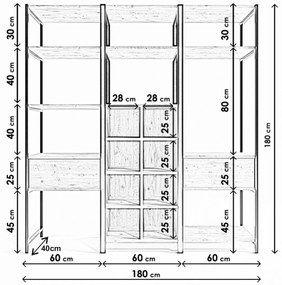 Otevřená šatní skříň Gardirop IV 180 cm dub