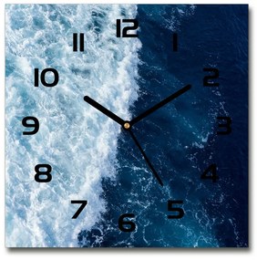 Wallmuralia Skleněné hodiny na stěnu Mořské vlny 30x30 cm