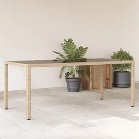 vidaXL Zahradní stůl se skleněnou deskou béžový 190x90x75 cm polyratan