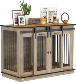 PawHut Nástavba pro psy s dvoukomorovou variantou, Moderní kovová klec pro psy do interiéru, Domácí psí bouda pro velké psy do 30 kg, 120 x 60 x 88,5