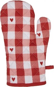 Bílo-červená chňapka - rukavice se srdíčky Love It - 18*30 cm