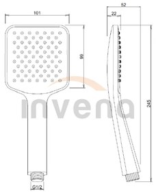 Invena Trend, ruční sprchová hlavice s 1 funkcí, černá, INV-AS-91-004-S