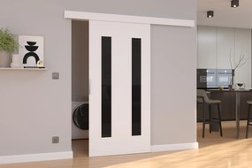 Posuvné dveře HERS 76 x 205, bílá černá Lacobel