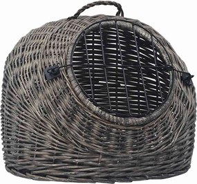 Přepravka pro kočku šedá 45 x 35 x 35 cm přírodní vrba 170904