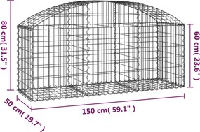 Klenutý gabionový koš 150 x 50 x 60/80 cm pozinkované železo 153453