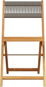 3dílný bistro set šedý polypropylen a masivní dřevo 3281866