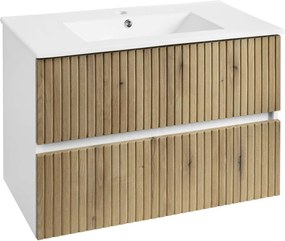 Aqualine Paneda - Umyvadlová skříňka 80x55x45 cm, dub emporio PN380