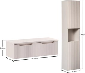 Koupelnová sestava Nova Cashmere II se skříňkami a deskou 100 cm kašmírová
