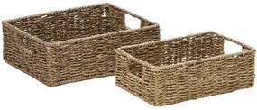 Set dvou dekorativní košů Kave Home Tossa 28x20 cm/36x27 cm z mořské trávy