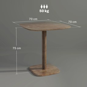 HOMCOM Jídelní stůl pro 4 osoby moderní design kuchyňský stůl s dřevěným povrchem, 70 x 70 cm, hnědý