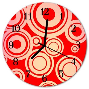 Skleněné hodiny kulaté Červené kolečka