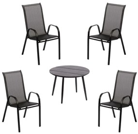 IWHome Jídelní set ELCHE antracit + 4x židle VALENCIA 2 černá IWH-10150038