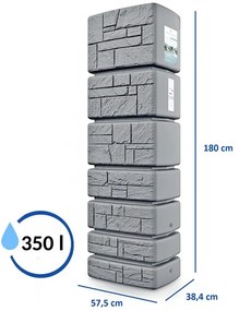 Prosperplast Sud na dešťovou vodu TOWER STONE světle šedý 350l