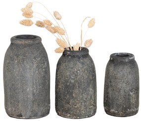 Set 3 ks terakotových váz Halat, tmavě šedá