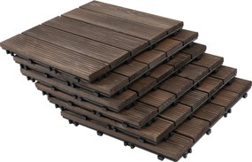 Outsunny Dřevěné Zahradní Dlaždice pro Exteriér, Sada 27 Kusů, 2,5m², Systém Propojení, 30x30cm, Černá | Aosom