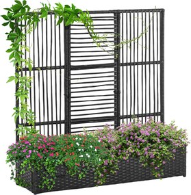 Vyvýšený záhon Outsunny s treláží v ratanovém stylu, 103 x 103 x 29 cm - černý | Aosom