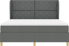 Postel s boxspringem s čelo Tmavě šedá 200 x 180 cm textil 3340831