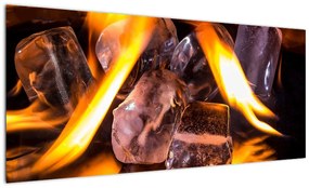 Obraz ledových kostek v ohni (100x40cm)