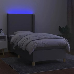 Box spring postel s matrací a LED světle šedá 90x190 cm textil 3138677