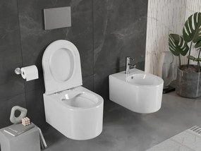 Mexen Sofia, závěsná WC mísa 490x360x355 mm, Rimless Tornádo + toaletní WC sedátko z duroplastu, bílá lesklá, 30540500