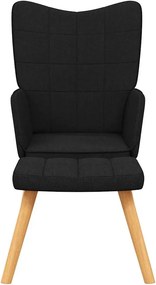 Relaxační křeslo se stoličkou černé textil 327936