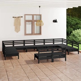 vidaXL 12dílná zahradní sedací souprava masivní borovice [3083454] Barva: Černá