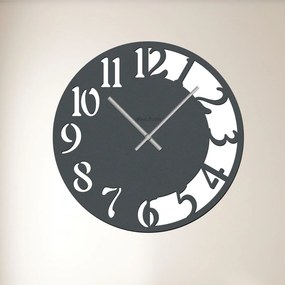 dřevo života Nástěnné hodiny CLOCK Zvolte barvu dekoru: Antracitová, Zvolte velikost hodin (cm): 40x40, Barva ručiček: Stříbrné