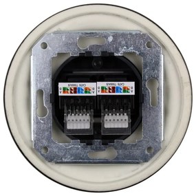 Elhard Kulatá keramická zásuvka 2xRJ45 CAT6, černá KV2034B
