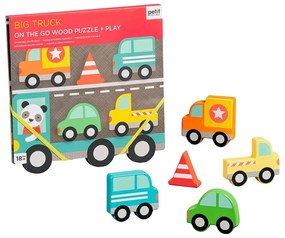 Petit Collage Robustní dřevěné puzzle Big Truck